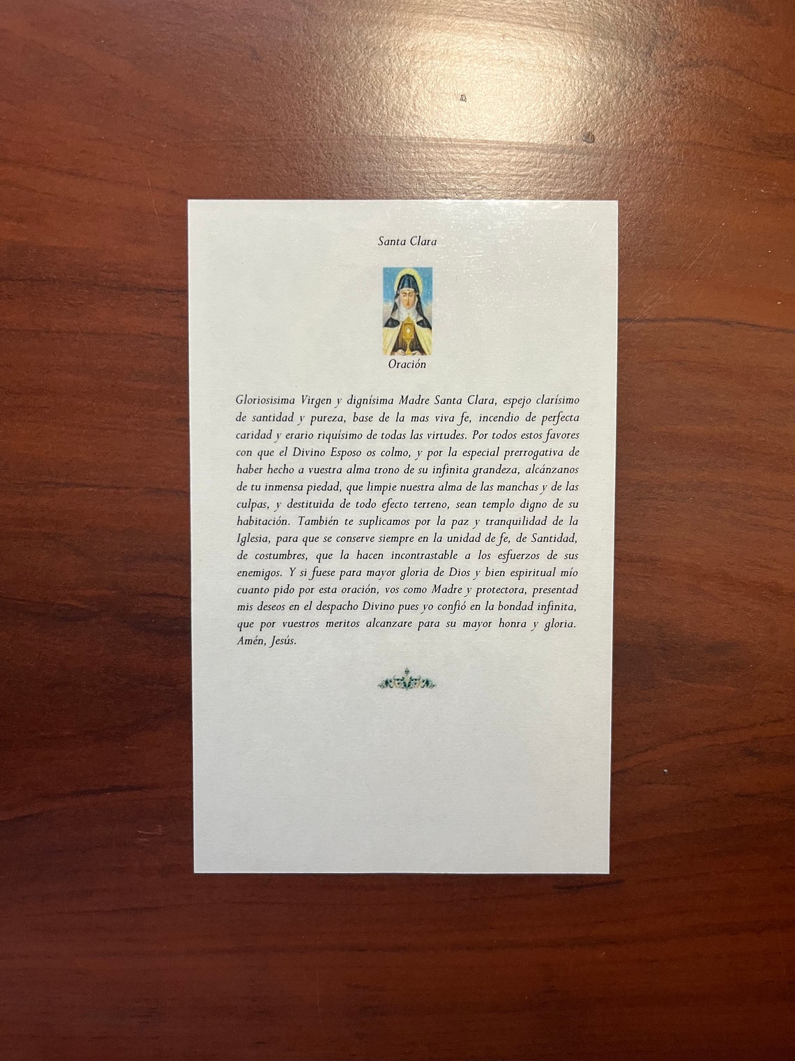 Santa Clara Prayer Card 4x6 Tarjeta De Oración Laminada En Espanol - Etsy