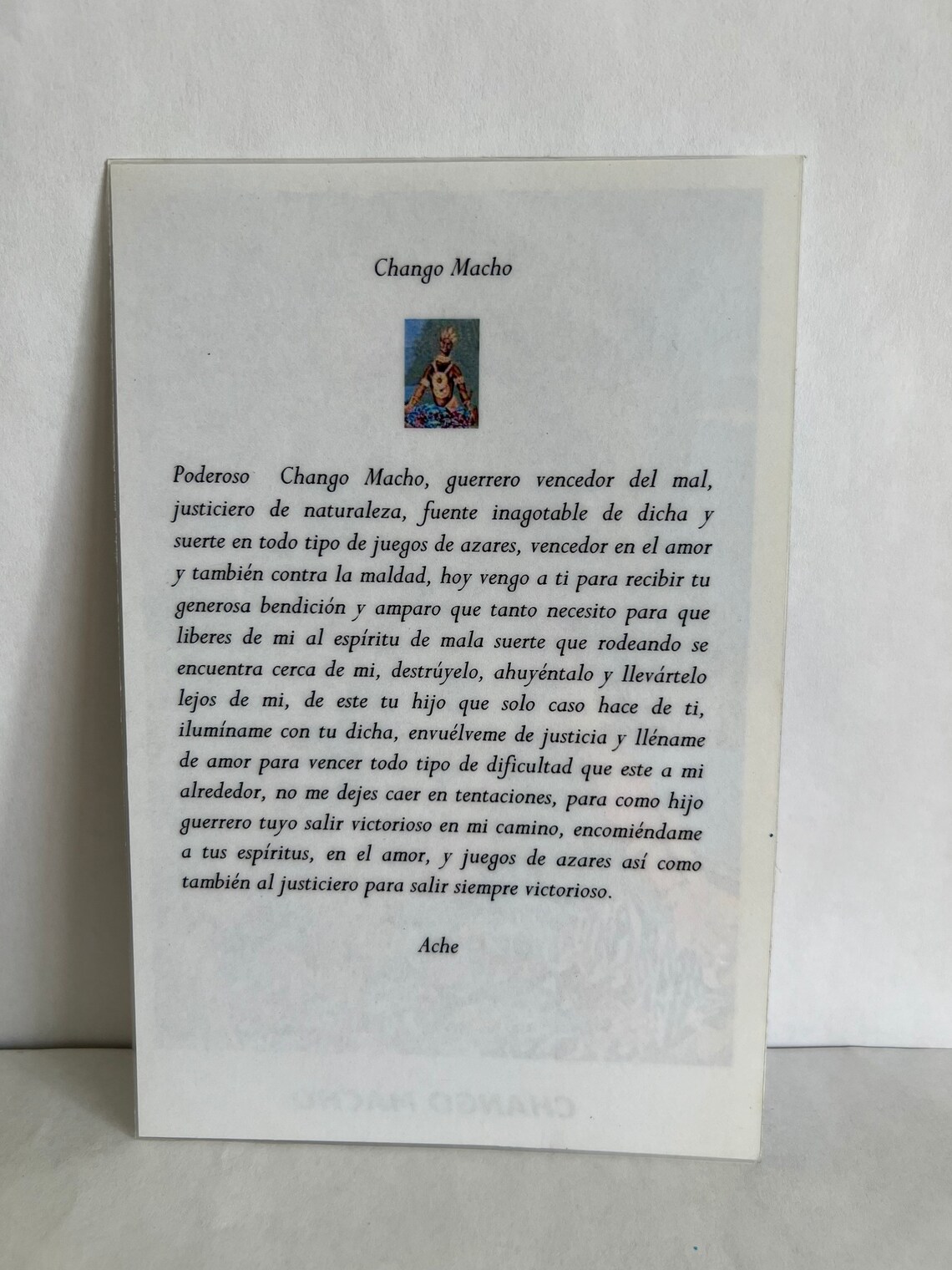 Tarjeta De Oración Chango Macho Laminada En Española 4x6 Prayer Card in ...