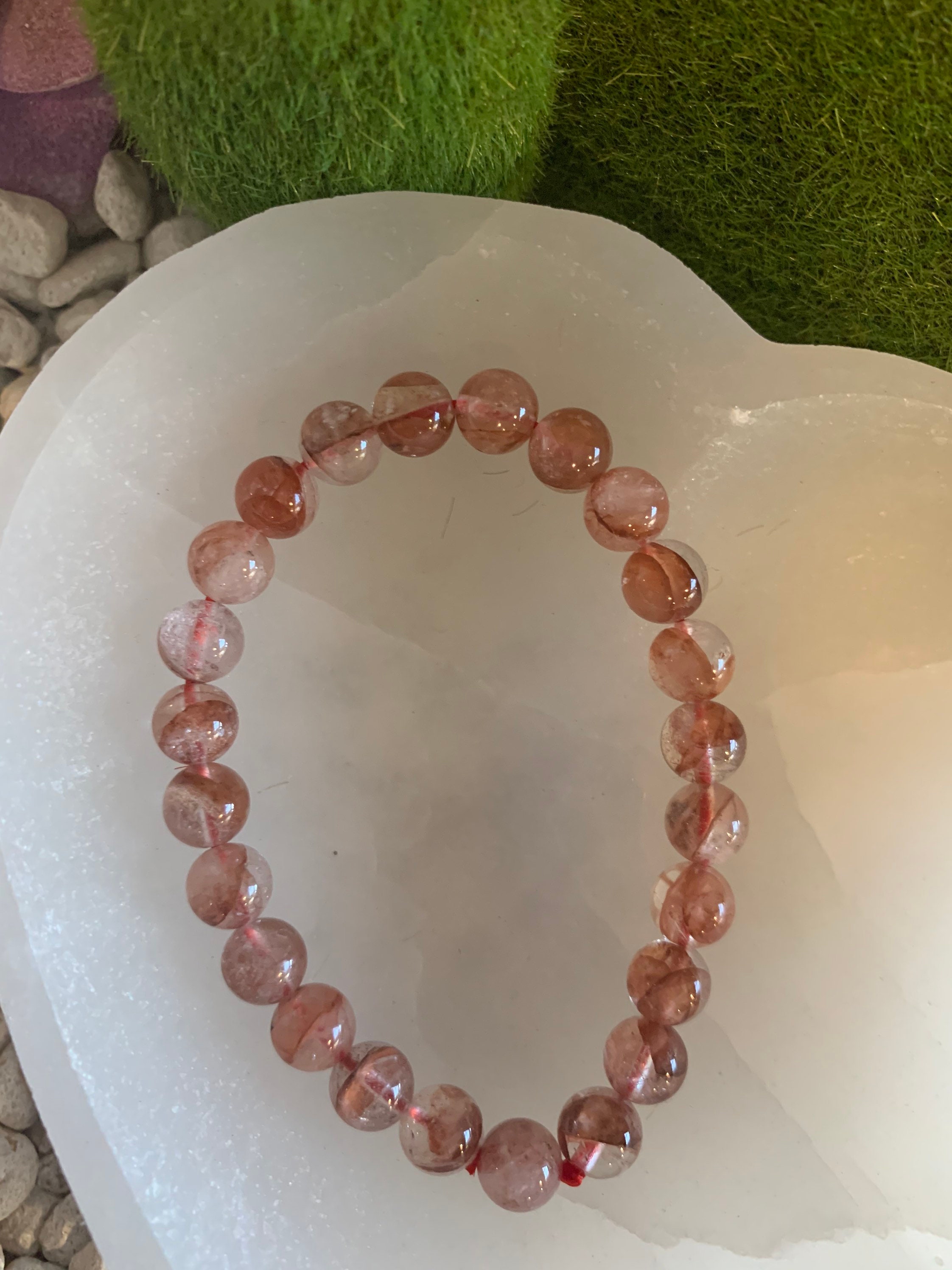 Hematoid Quartz Aka Red Fire Quartz Beaded Bracelet - Etsy UK
