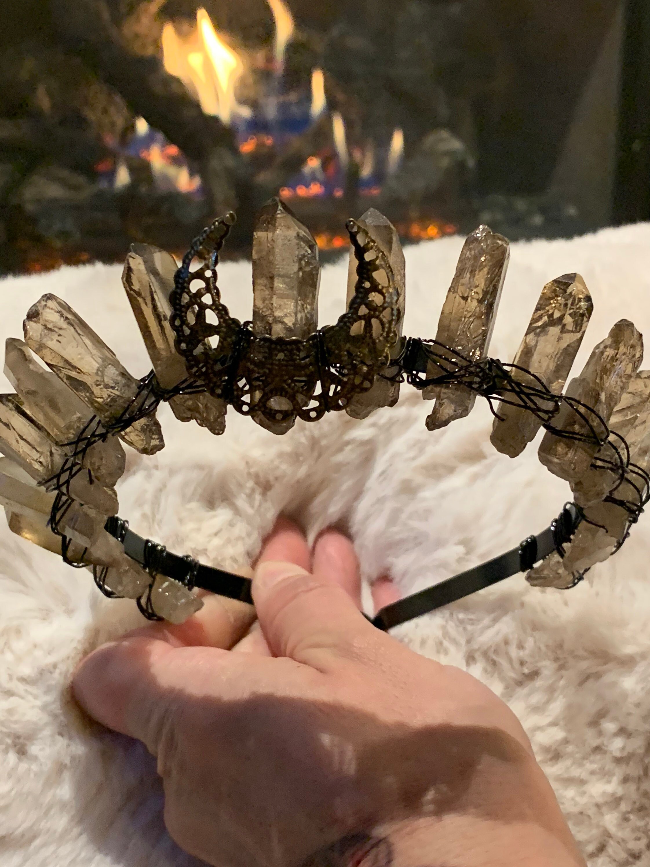 Aura Quartz crown Wiccan crown wedding boho renaissance | Etsy