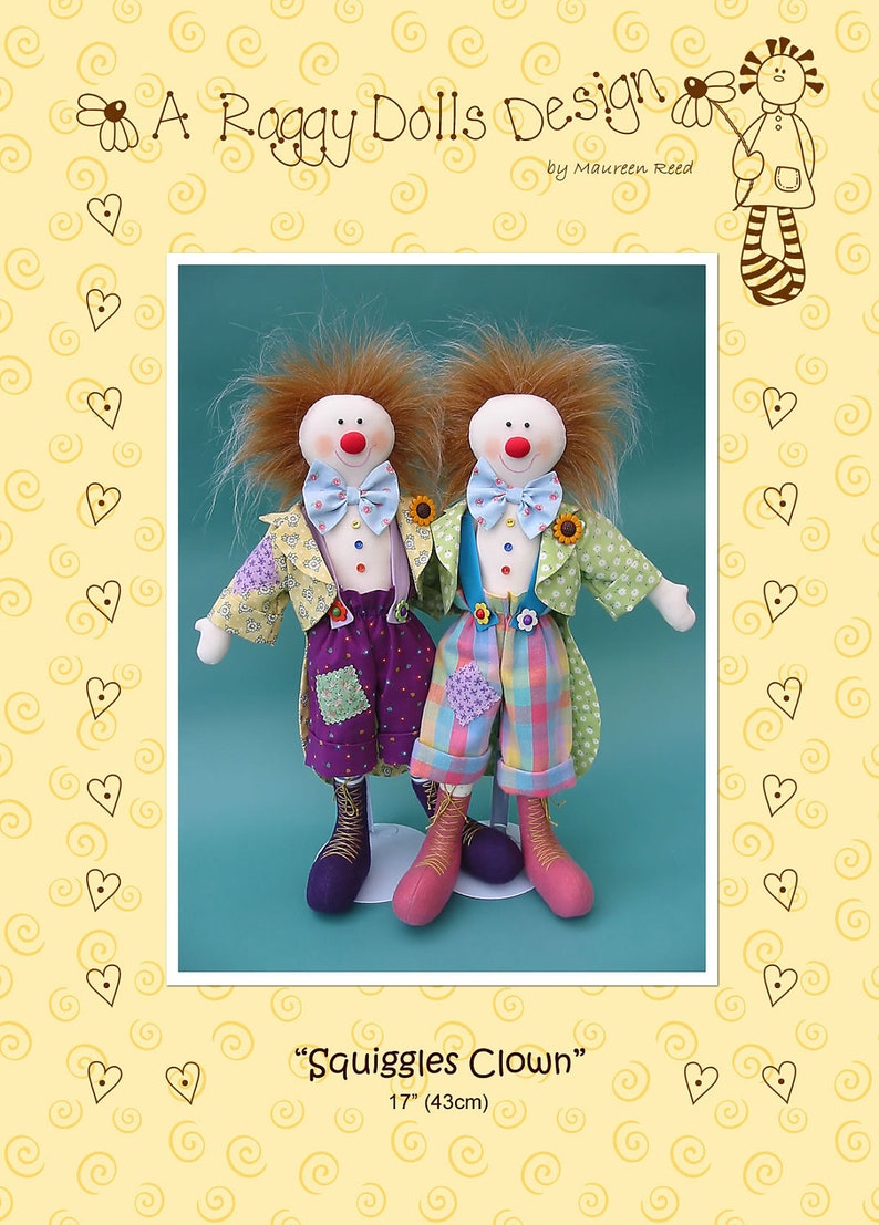 Squiggles Clown Rag Doll Pattern | Etsy