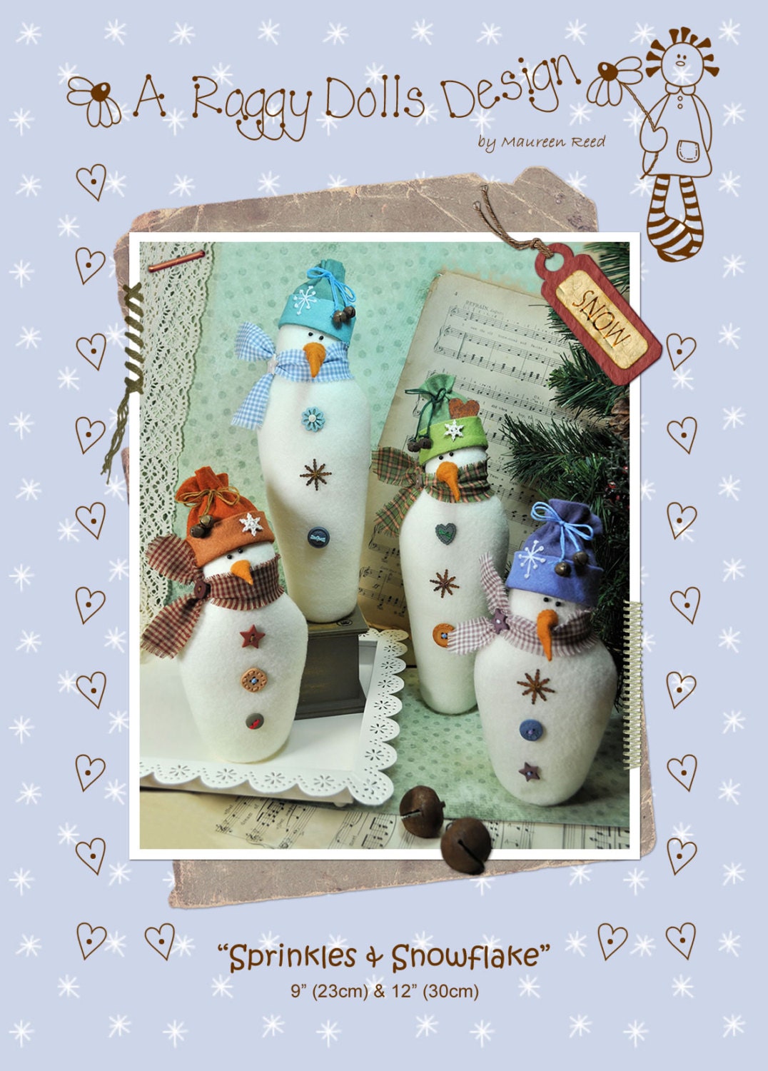 Sprinkles & Snowflake Snowmen Sewing Pattern MAILED Posted | Etsy