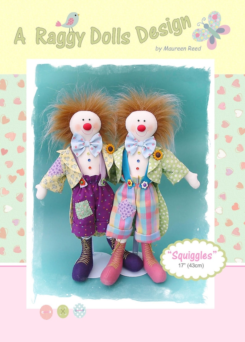 Squiggles Clown Rag Doll Pattern - Etsy UK