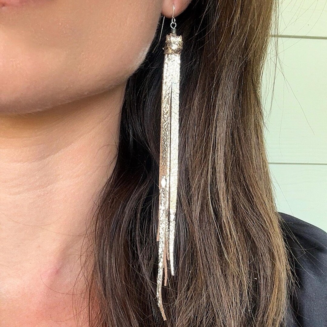 Tara Tassel Earrings in Katie, Soft Leather Drop Earrings, Presh Earrings, Genuine Italian ...