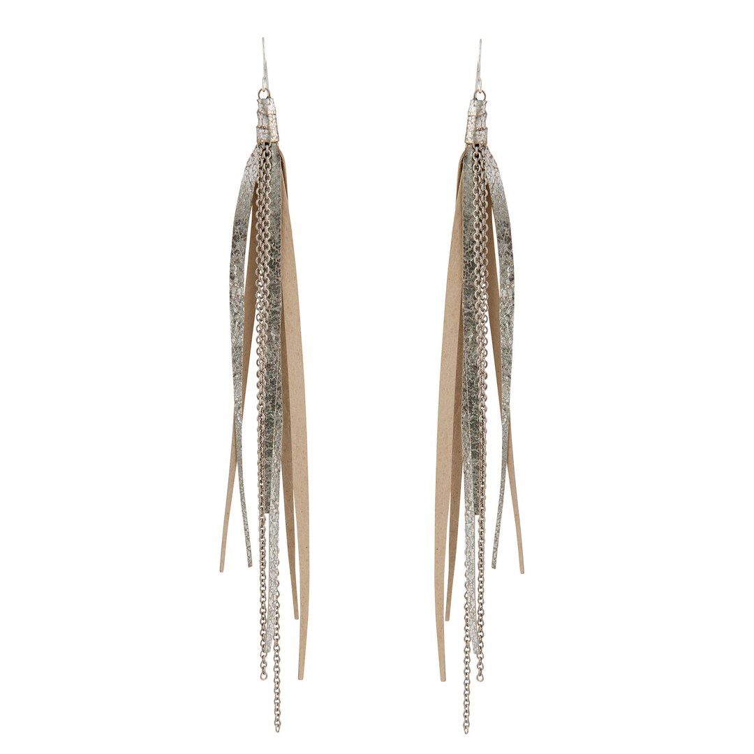 Tassle & Chain Earrings in Katie and Silver, Brass Chain Earrings, Presh Earrings, Katie Tassle ...
