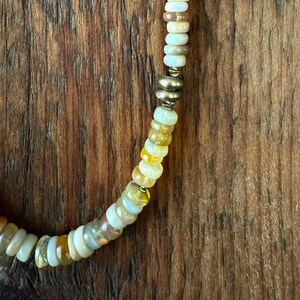 Golden Opal Slider Hat Band, Beaded Antique Brass Necklace on Brown ...