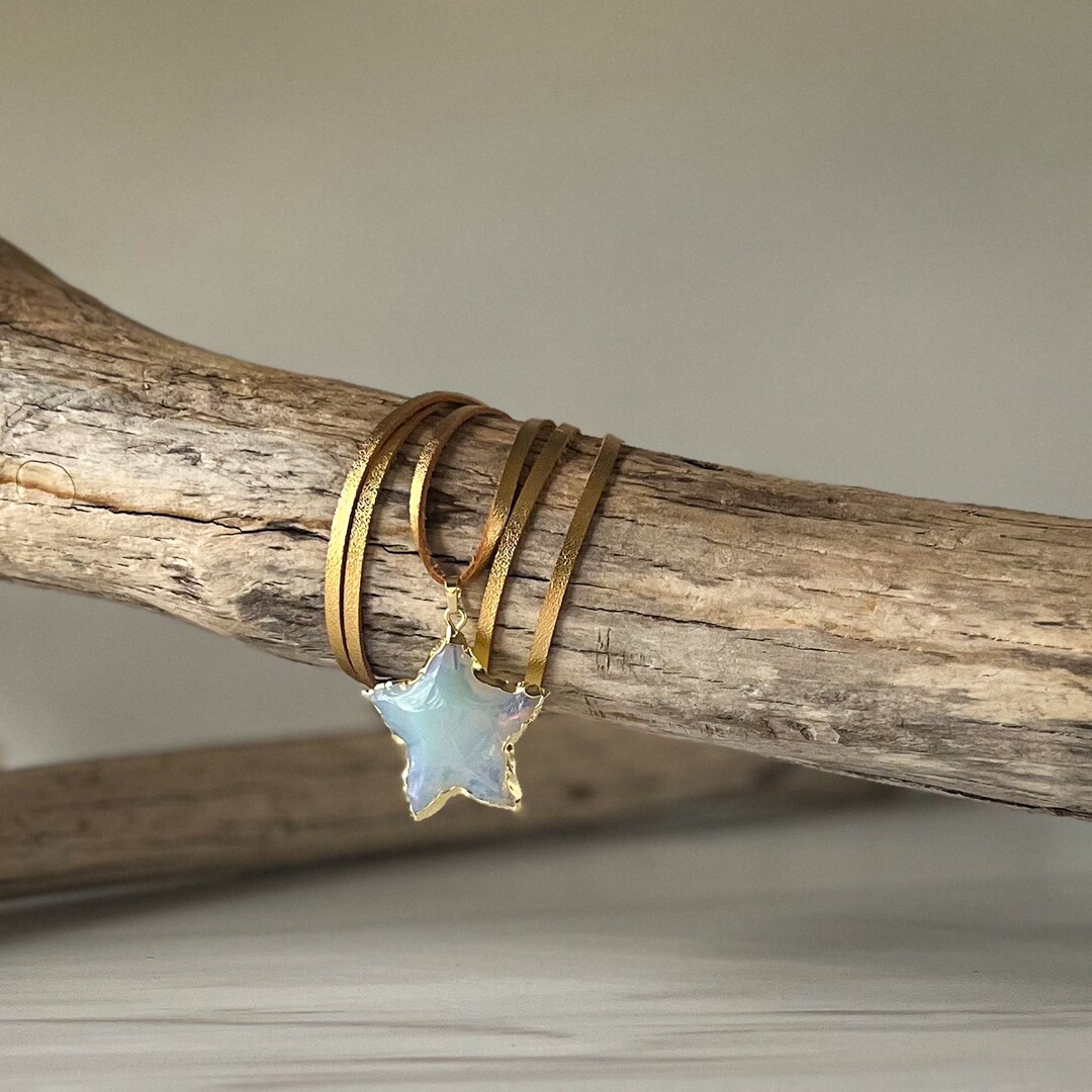 Astrid Star Necklace, Opalite Pendant Necklace, Presh Necklace, 24K ...