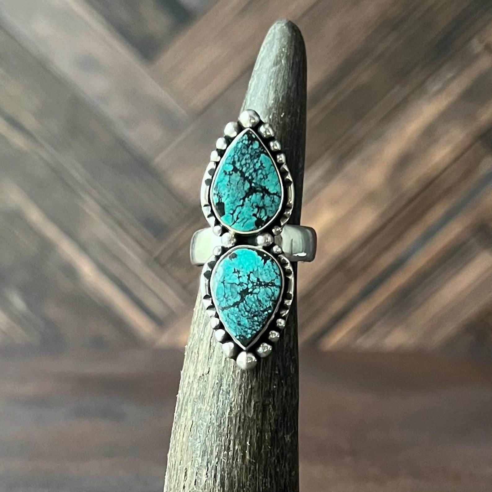 Turquoise Tabatha Ring, Teardrop Turquoise Gemstone Ring, Sterling ...