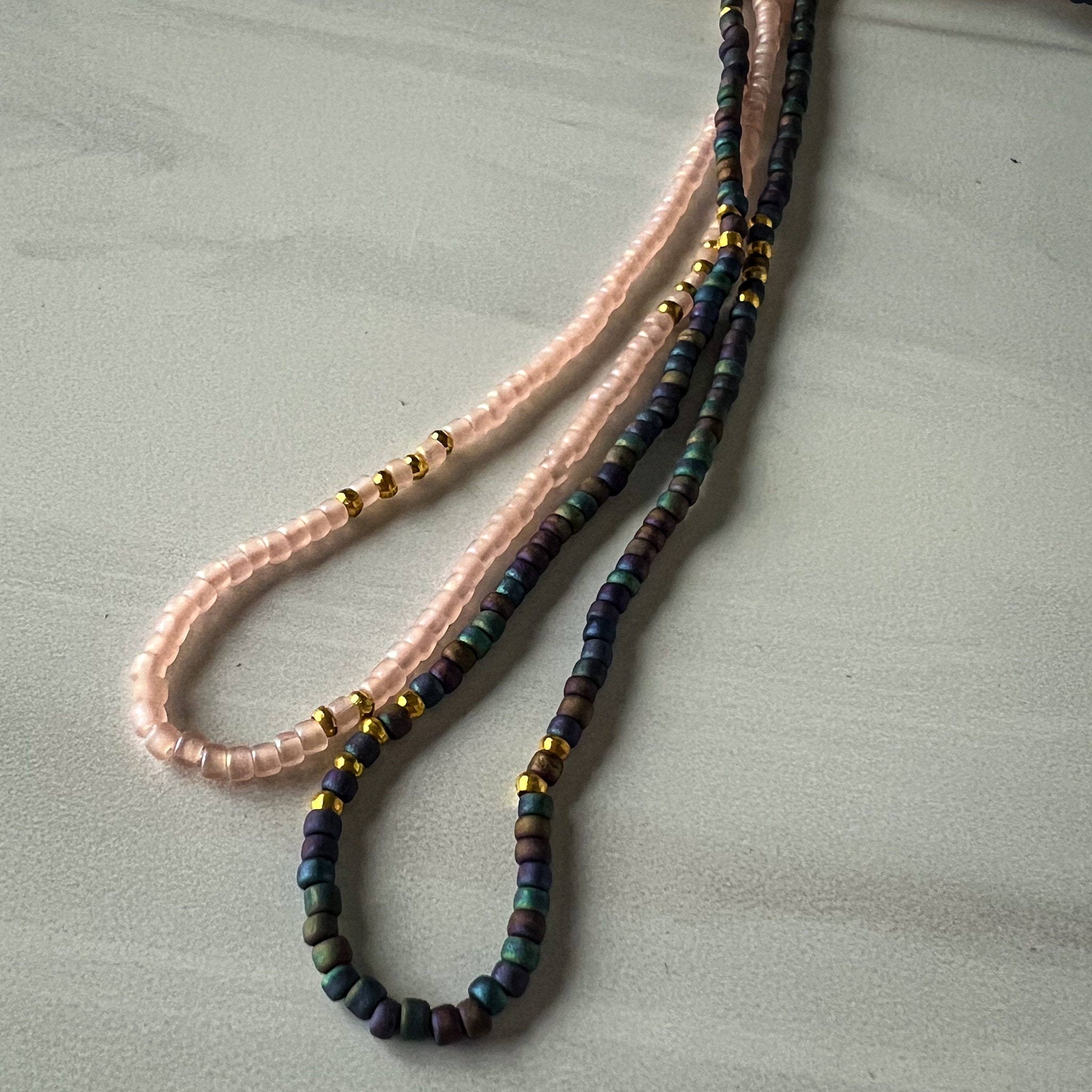 Delicate Frosted Bead Wrap Necklace, Miyuki & Silver Beads Necklace on ...