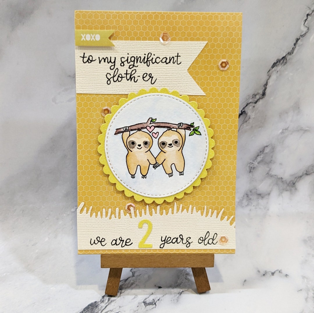Customized Handmade Anniversary Card - Cute Sloths for Sweet Couple - Etsy
