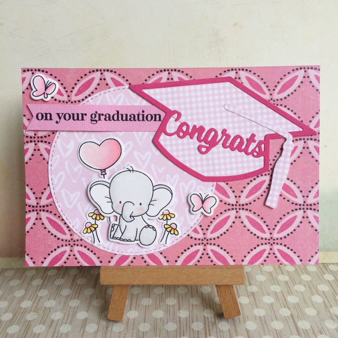 Handmade Layered Card Congrats on Your Graduation Elephant With Balloon ...