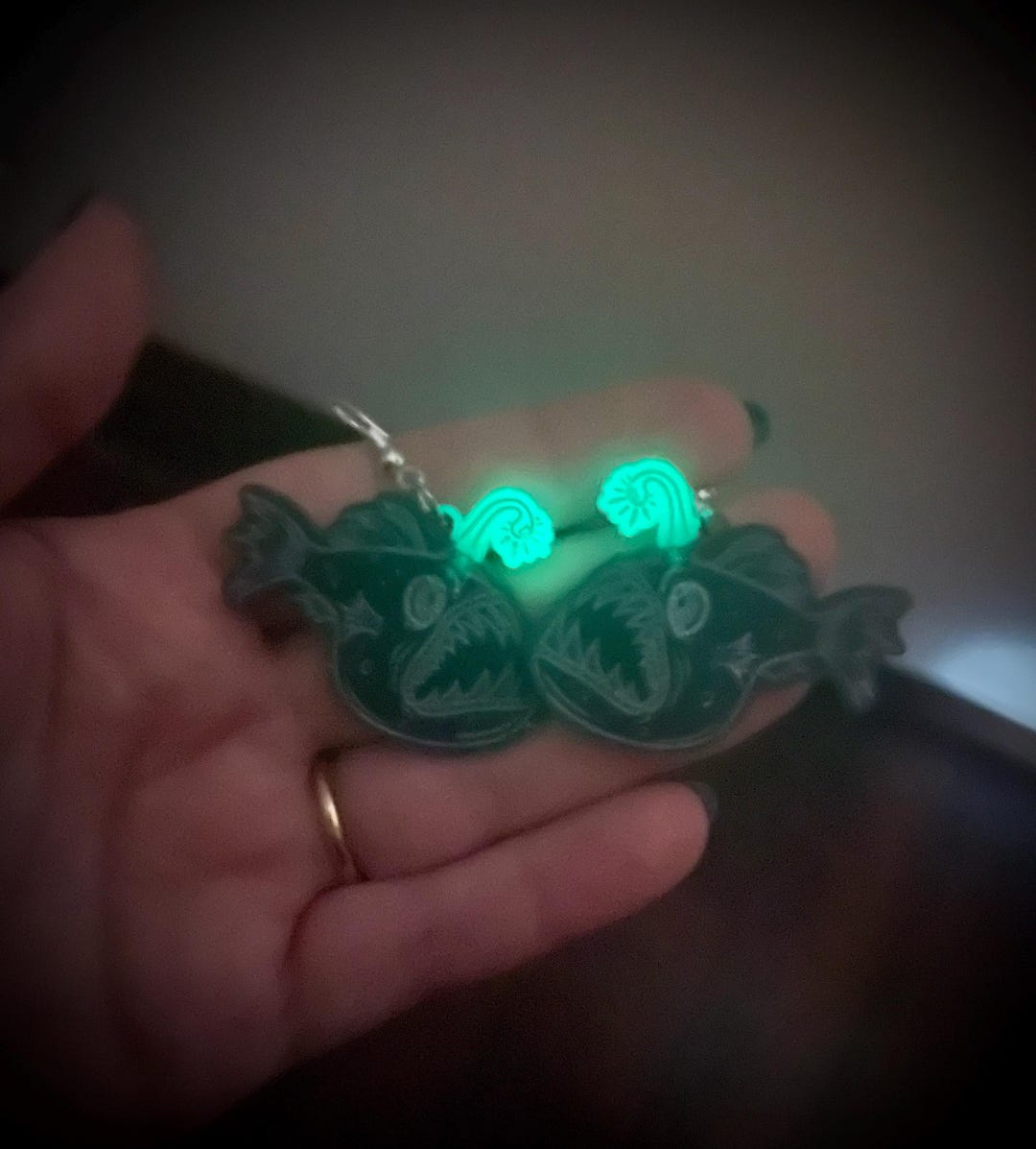 Glow in the Dark Black Sea Devil Earrings - Etsy