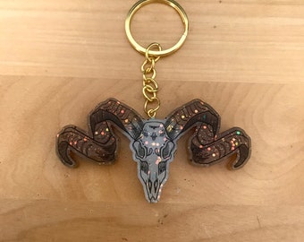 Ram Skull Keychain - Etsy