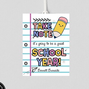 Printable Back to School Gift Tags | Happy First Day | Take Note | Gift ...