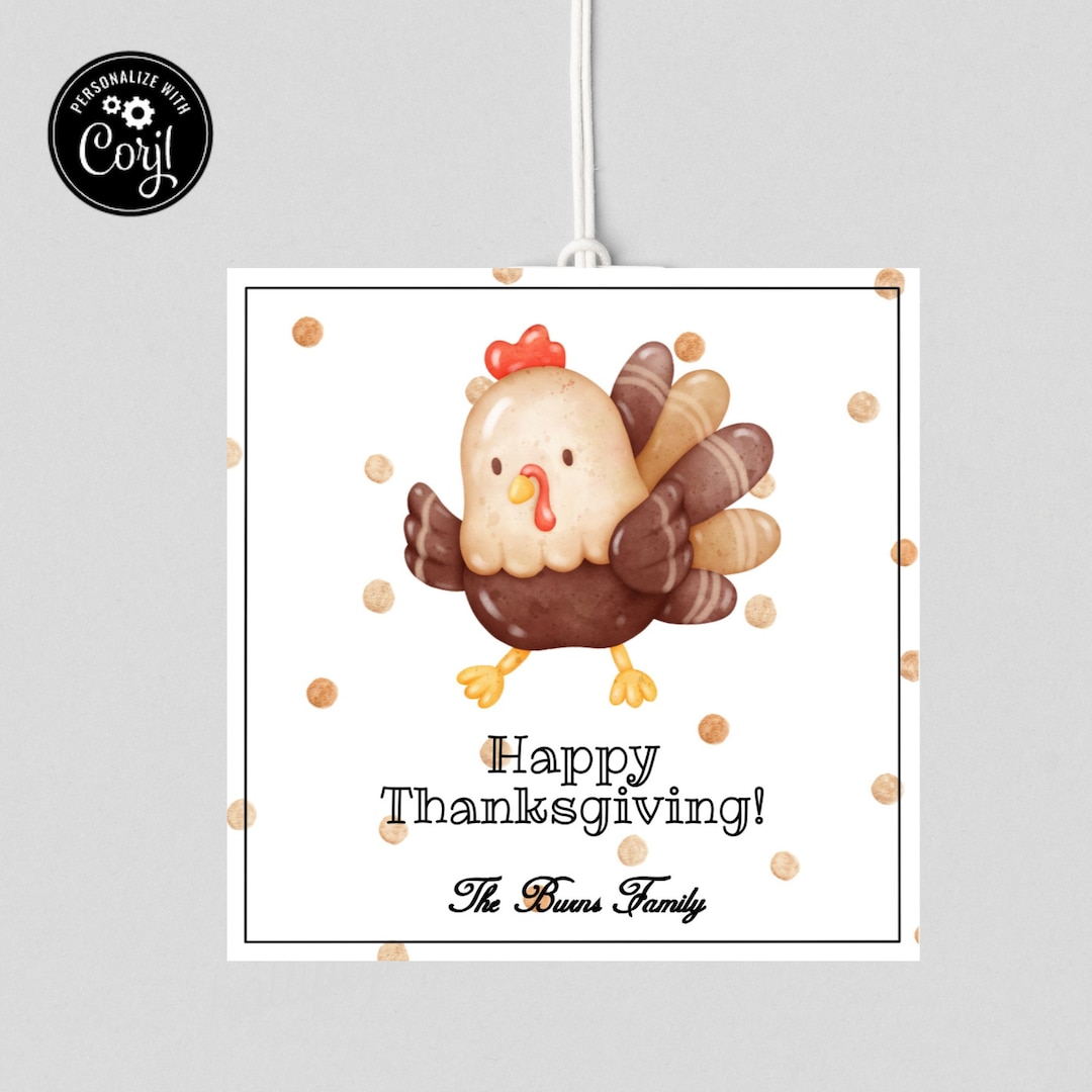 Printable Thanksgiving Tags - Turkey Gift Tag - Self Edit Template - Etsy