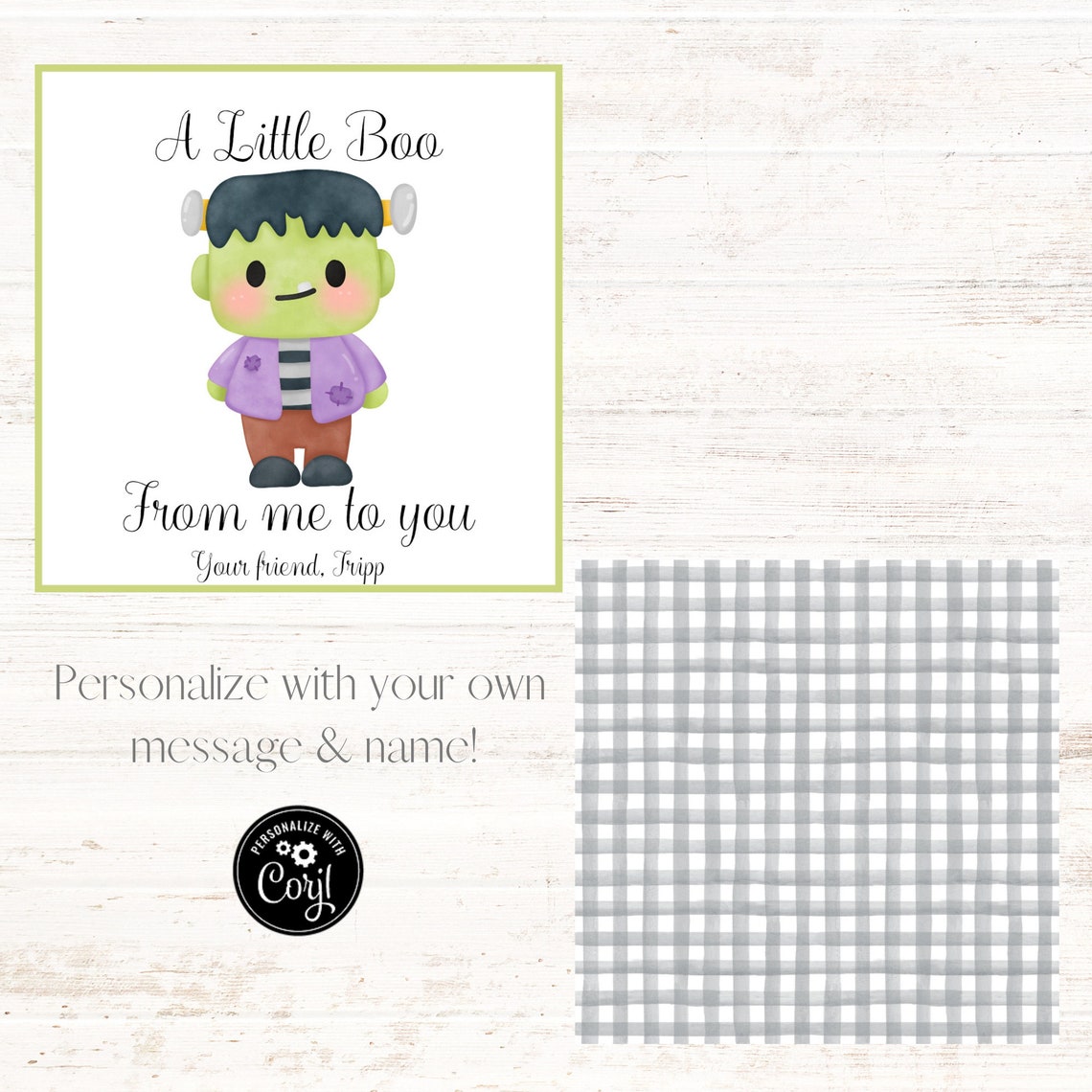 Printable Halloween Tags -boo to You Frankenstein - Self Edit Template ...