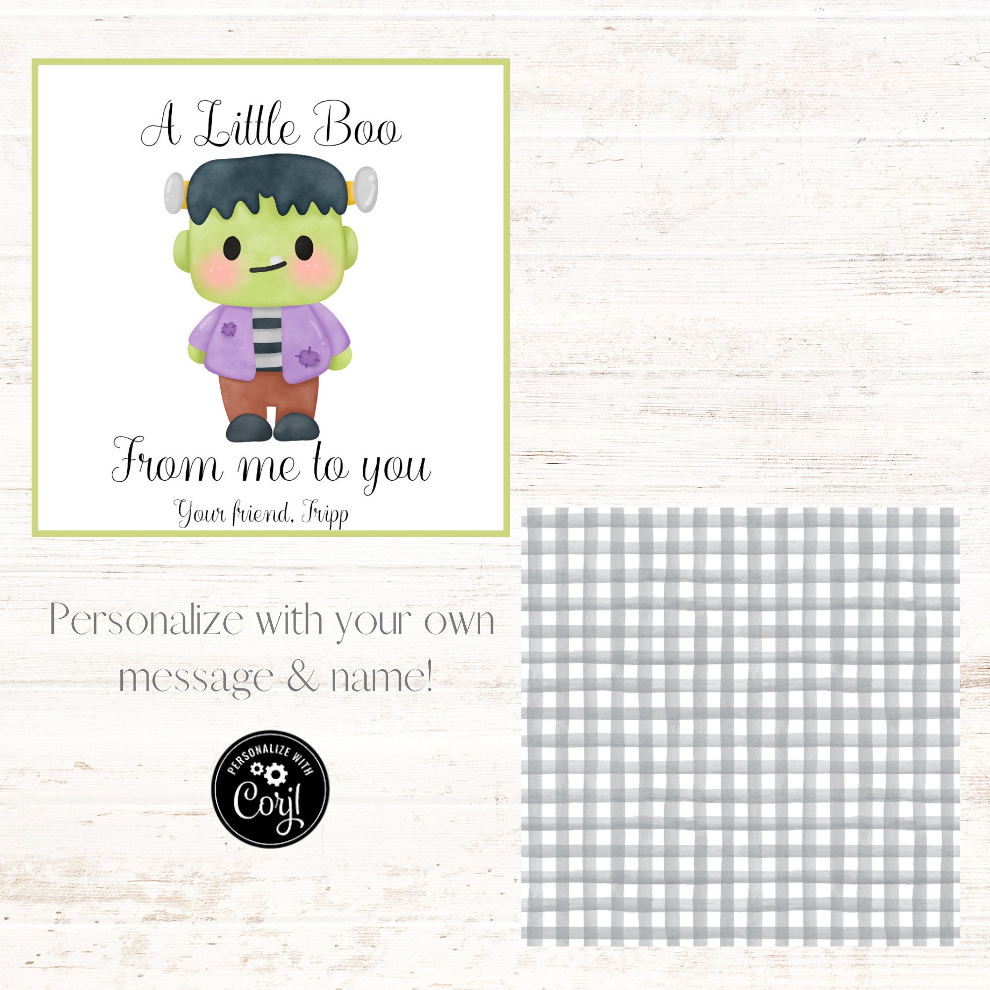 Printable Halloween Tags -boo to You Frankenstein - Self Edit Template ...