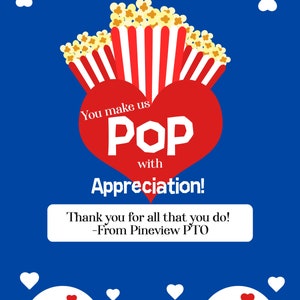 You Make Us Pop With Appreciation Sign Popcorn Sign Teacher ...