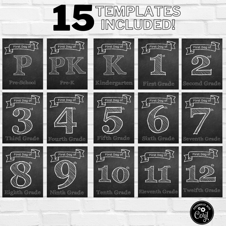 First Day of School Printable Signs | INSTANT DOWNLOAD | Chalkboard ...