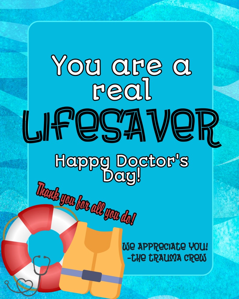 Doctors Day Sign | You Are a Lifesaver | Digital Download | Editable ...