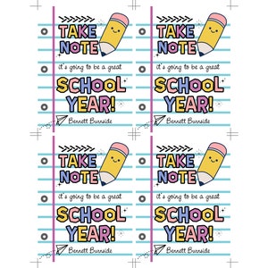 Printable Back to School Gift Tags | Happy First Day | Take Note | Gift ...