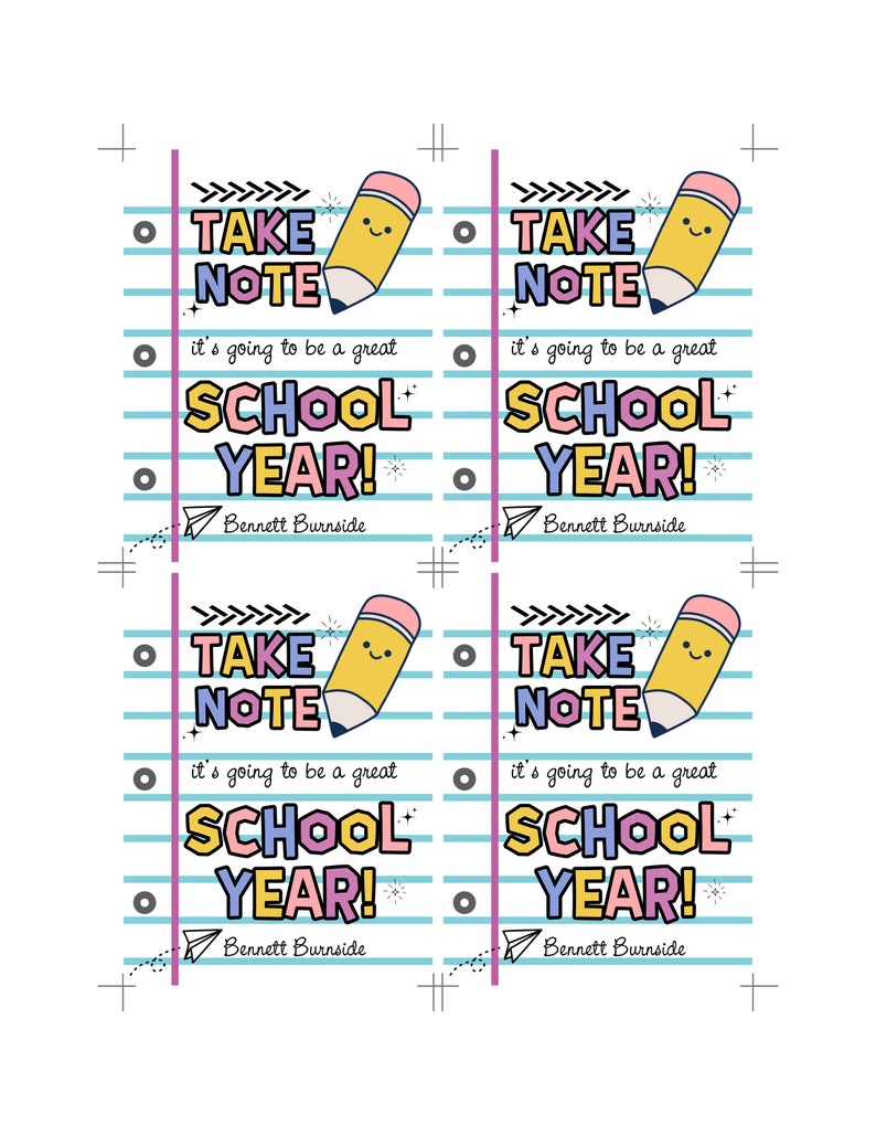 Printable Back to School Gift Tags | Happy First Day | Take Note | Gift ...