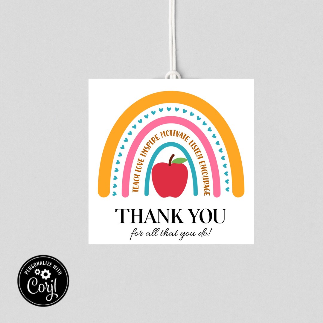 Printable Teacher Appreciation Gift Tag | Teacher Gift Tag Template ...