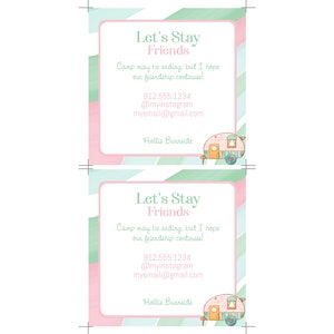 Printable Camp Calling Card | Camp Contact Card | Summer Playdate Camp ...