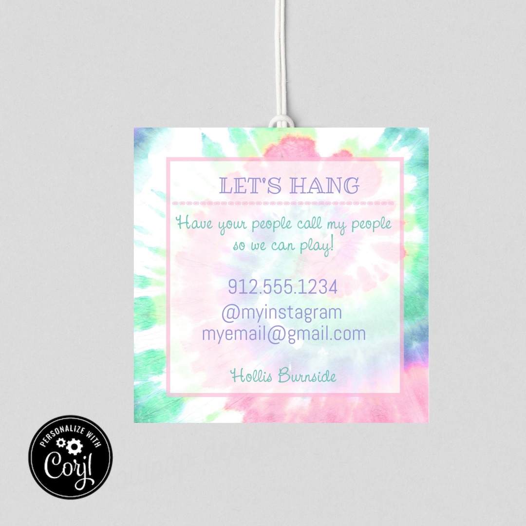 Printable Kids Calling Card | Play Date Calling Card | Summer Play Date ...
