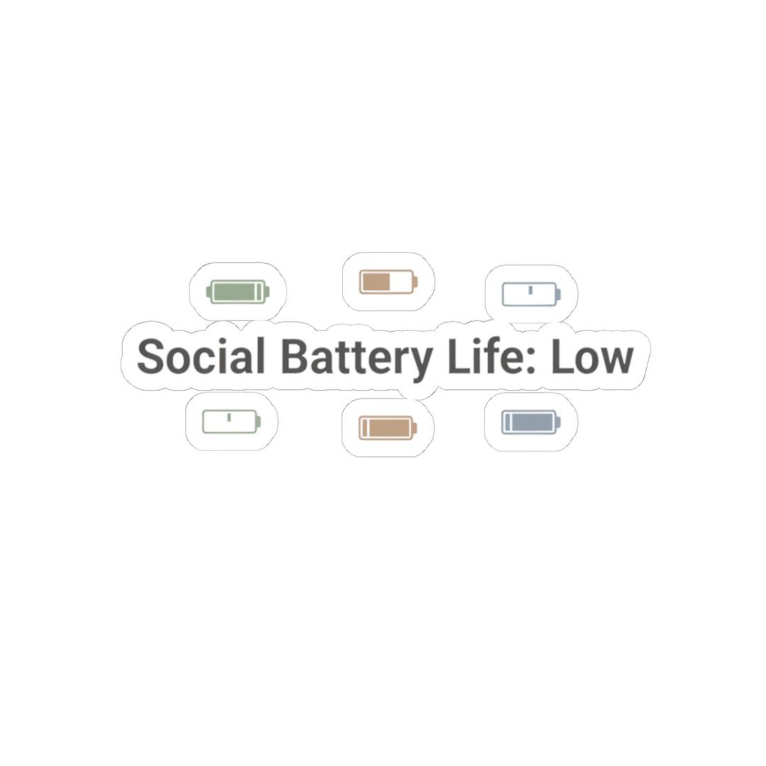 Social Battery: Low Sticker | Kiss-cut Introvert Battery Icon, Minimal ...