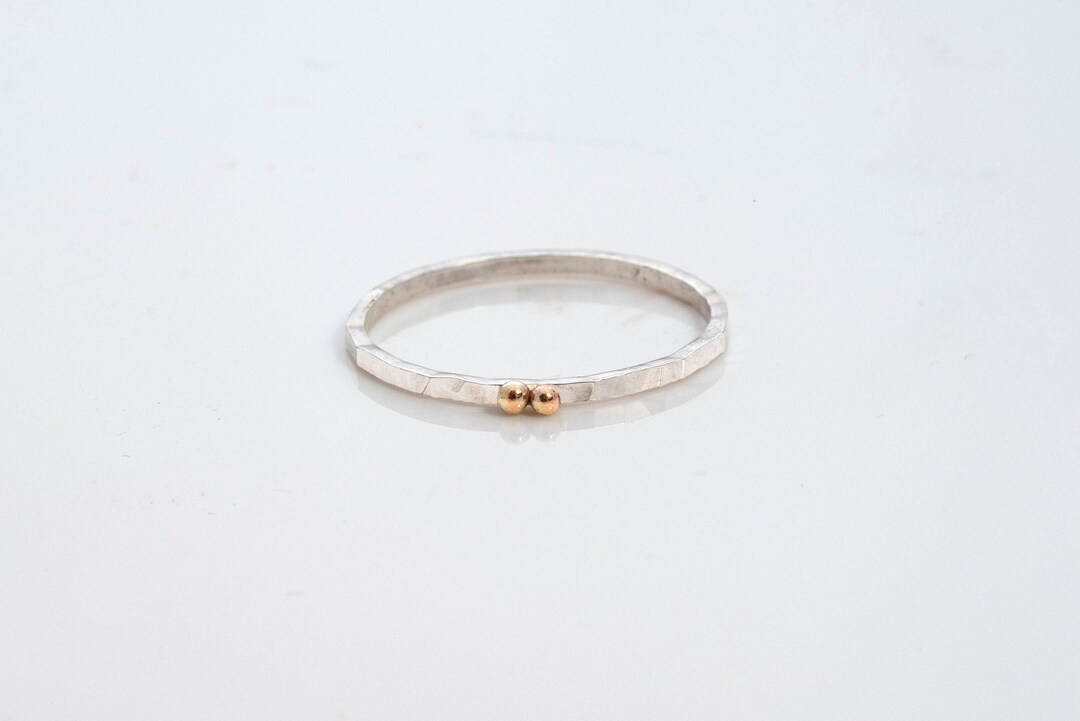 Slim Silver Ring With Gold. Skinny Ring. Stacking Ring. Promise Ring ...