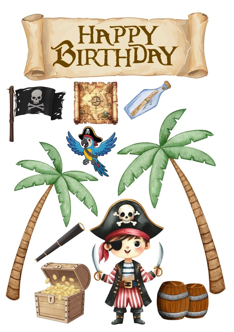 Pirate Birthday - Pre-cut Edible Icing Stickers - Etsy