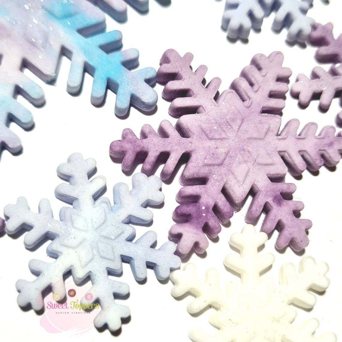 30 Frozen Fondant Edible Snowflakes Blue Purple and White - Etsy