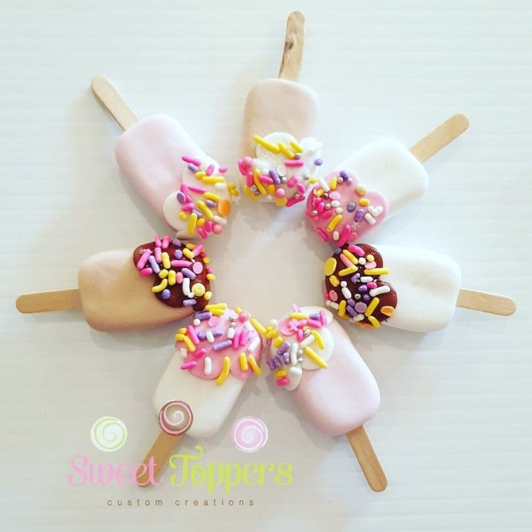 12 Ice-cream Paddle Pop Popsicle Fondant Edible Cupcake Toppers - Etsy