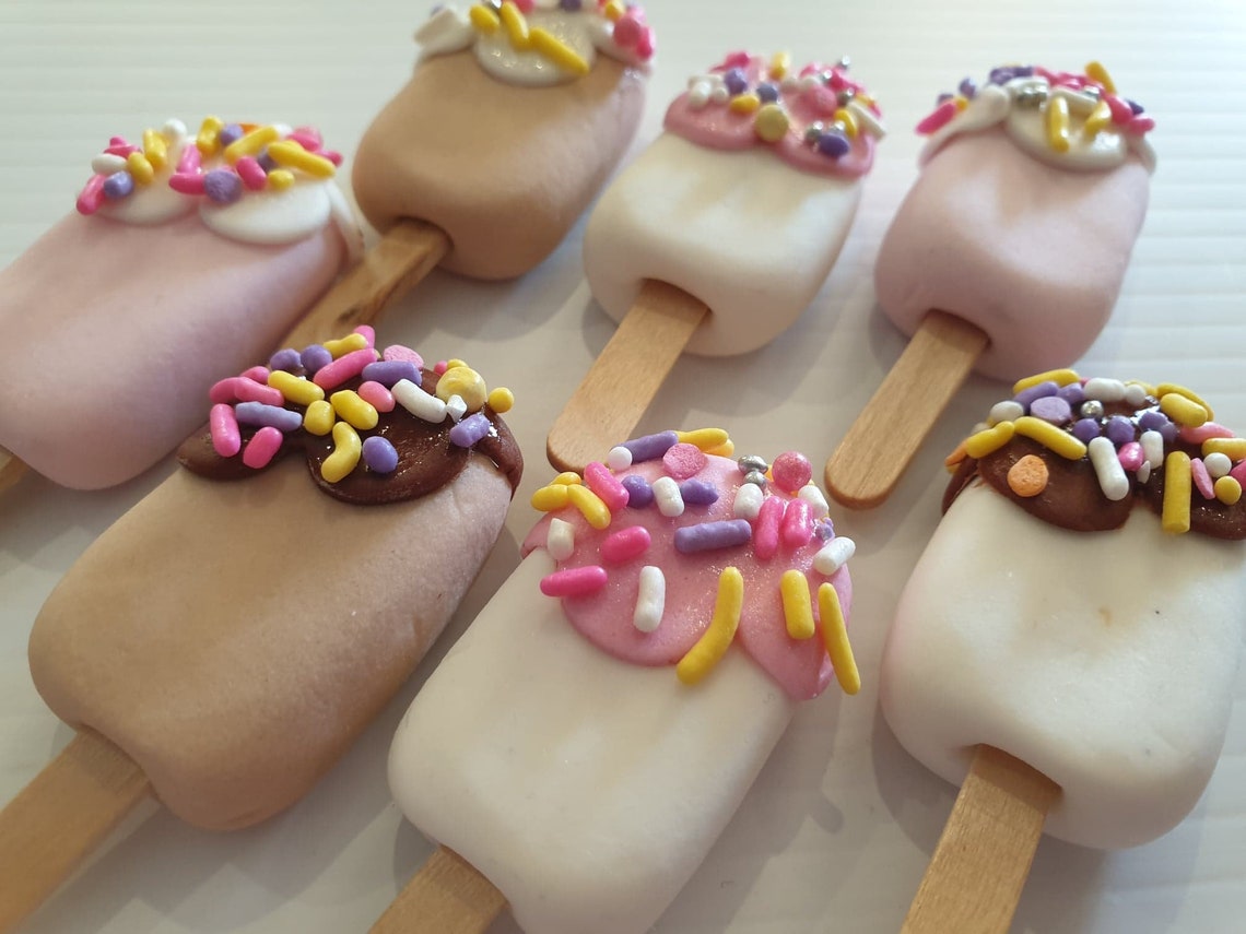 12 Ice-cream Paddle Pop Popsicle Fondant Edible Cupcake Toppers - Etsy ...
