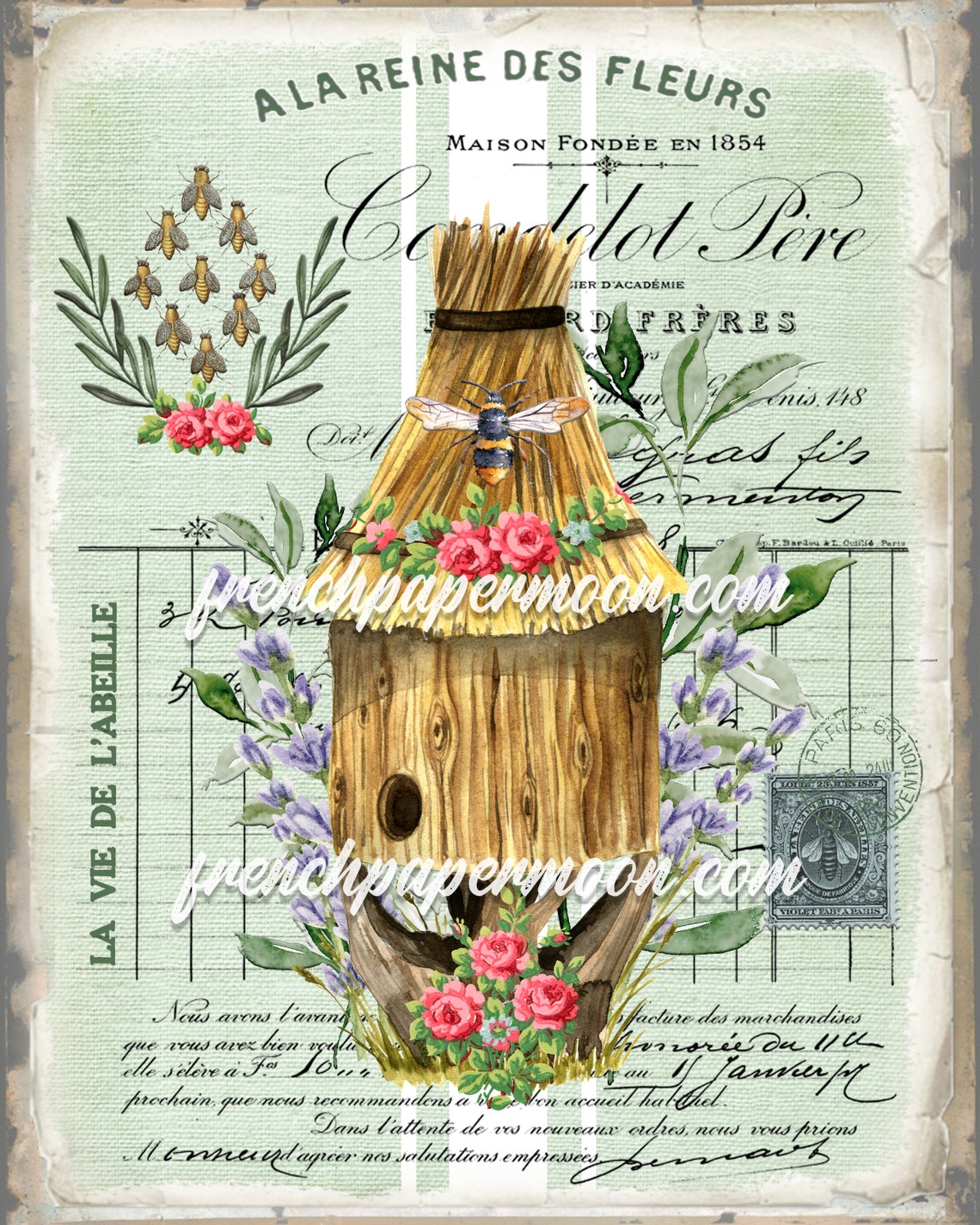 French Honey Bee Digital Graphic Beehive Bee Ephemera - Etsy