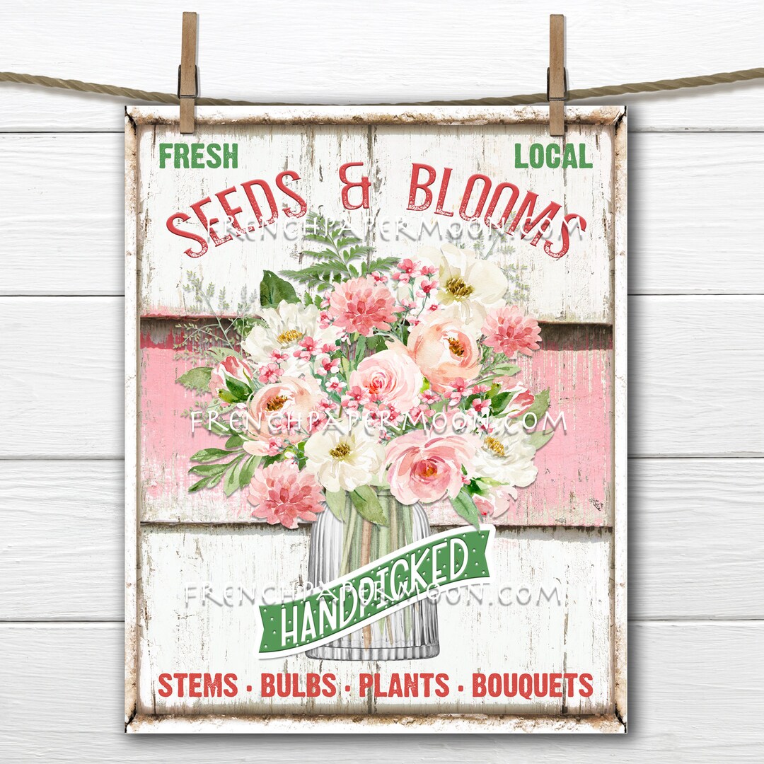 Flower Shop, Digital, Mason Jar Flowers, Flower Bouquet, Seeds Blooms ...
