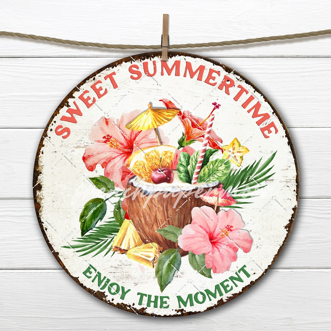 Pina Colada Summer Cocktail Circle Sublimation DIY Sign Making Home ...