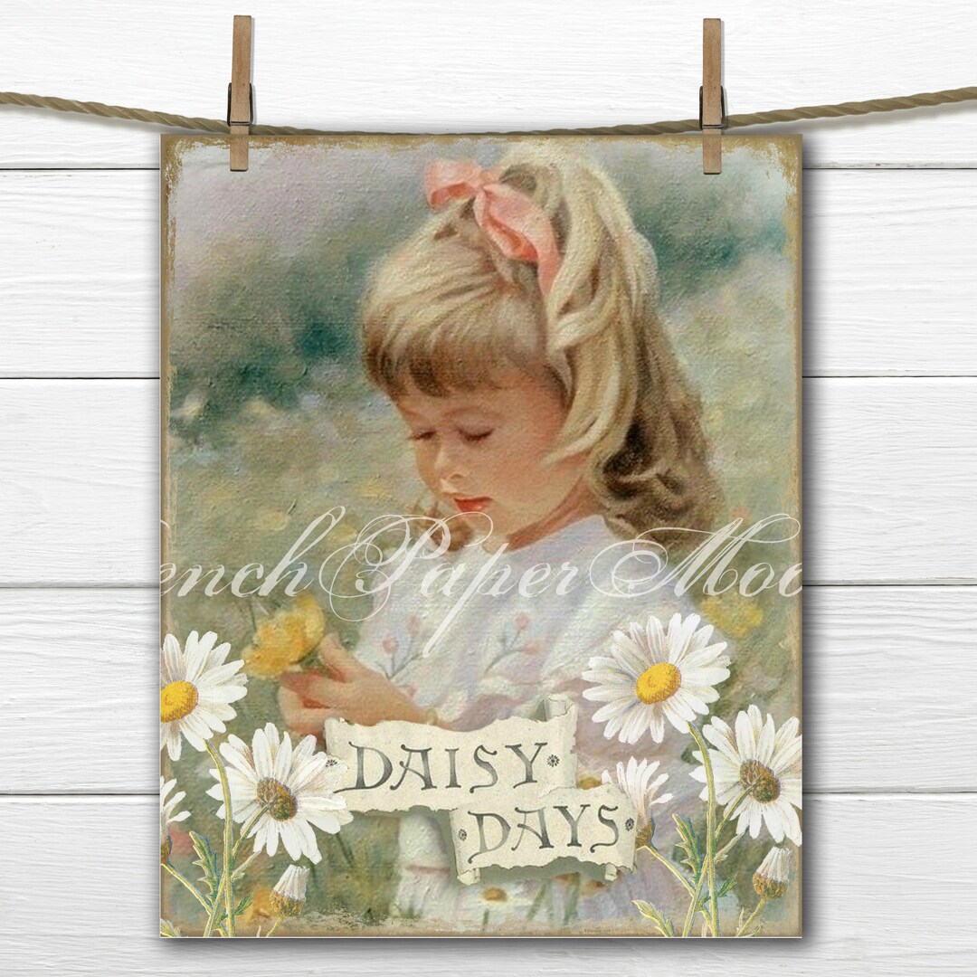 Vintage Springtime Collage Sheet, Shabby Vintage Girl, Daisies, Pillow ...