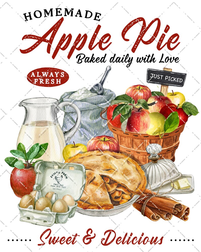 Homemade Apple Pie, DIY Fall Sign, Apple Ingredients, Farm Fresh ...