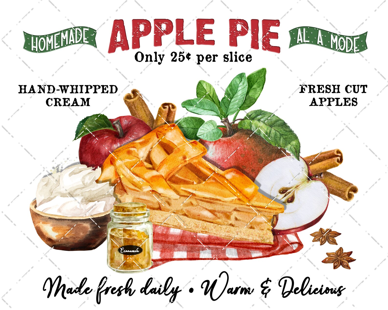 Homemade Apple Pie DIY Sign Rustic Farmhouse Al a Mode - Etsy