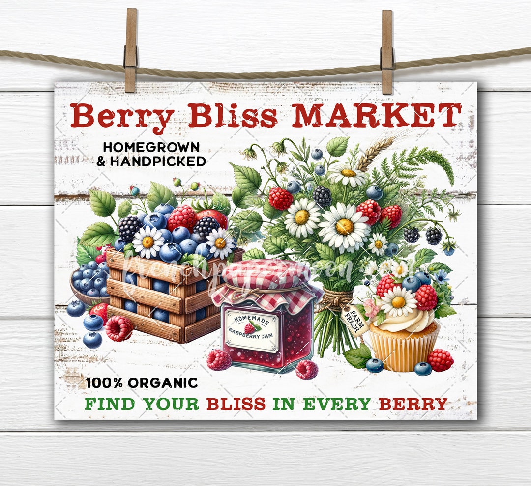 Farm Fresh Berry Market Fresh Flowers Raspberry Jam Fruit Crate DIY ...