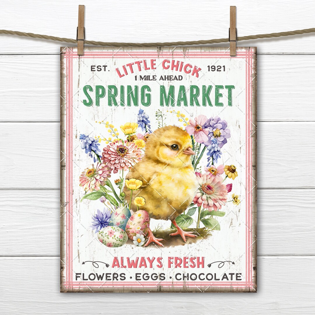 Farmhouse Little Chick Market Baby Chick Easter Egg Spring Flowers DIY ...