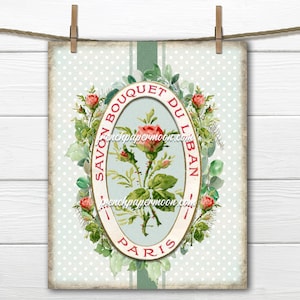 Shabby Rose Printable, French Perfume Rose Graphic, Perfume Label ...