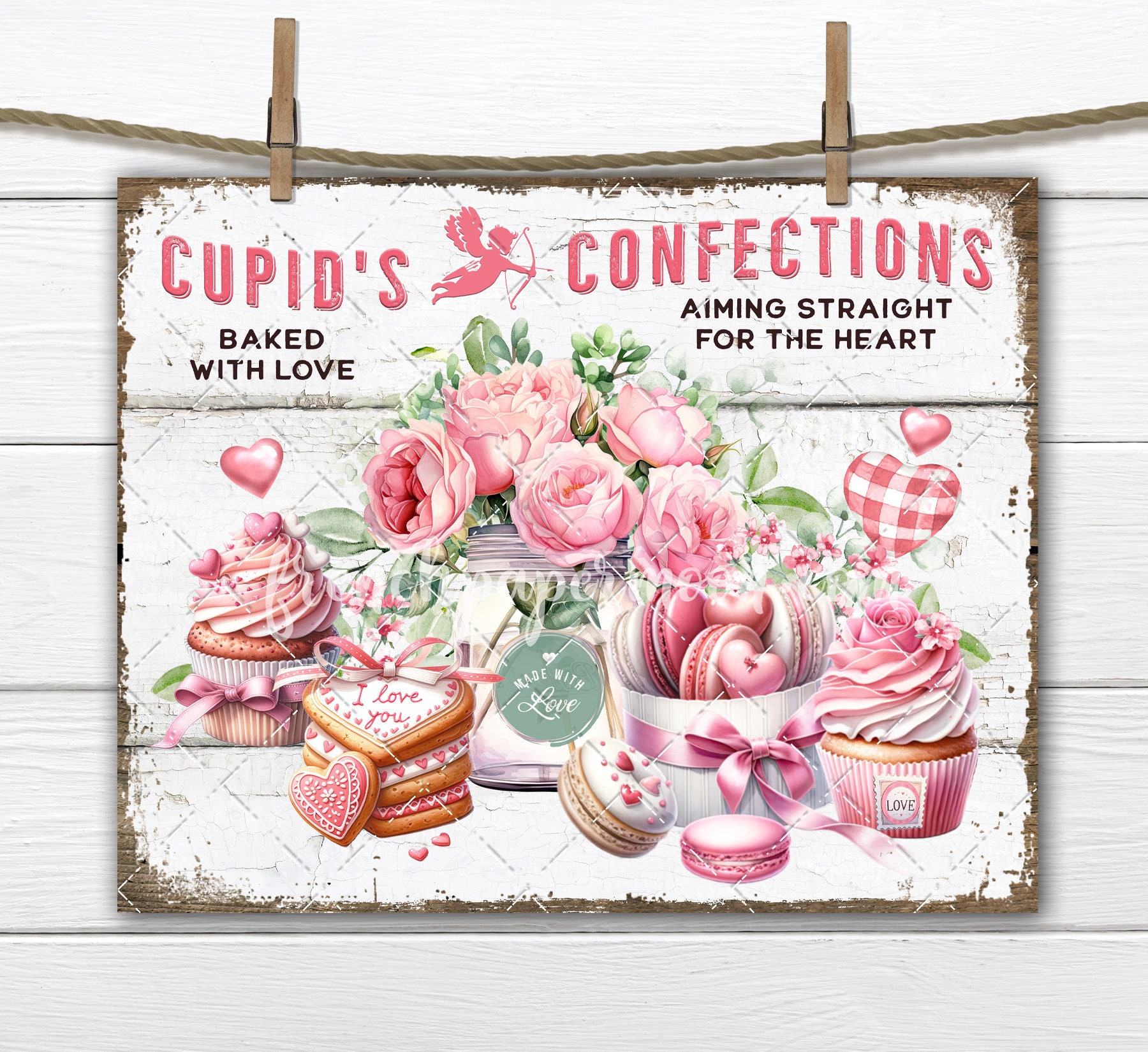 Cupids Bakery Valentine Confections Sweets Cupcakes Cookies Roses DIY ...