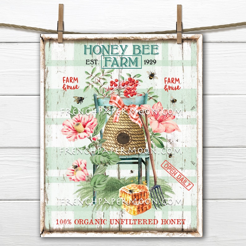 Farmhouse Honey Bee Beehive Bees Organic Honey DIY Sign Making - Etsy