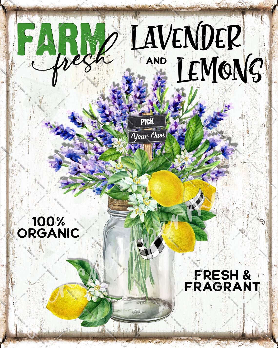 Farmhouse Lavender Bouquet Flowering Lemons Mason Jar Summer Fruit DIY ...