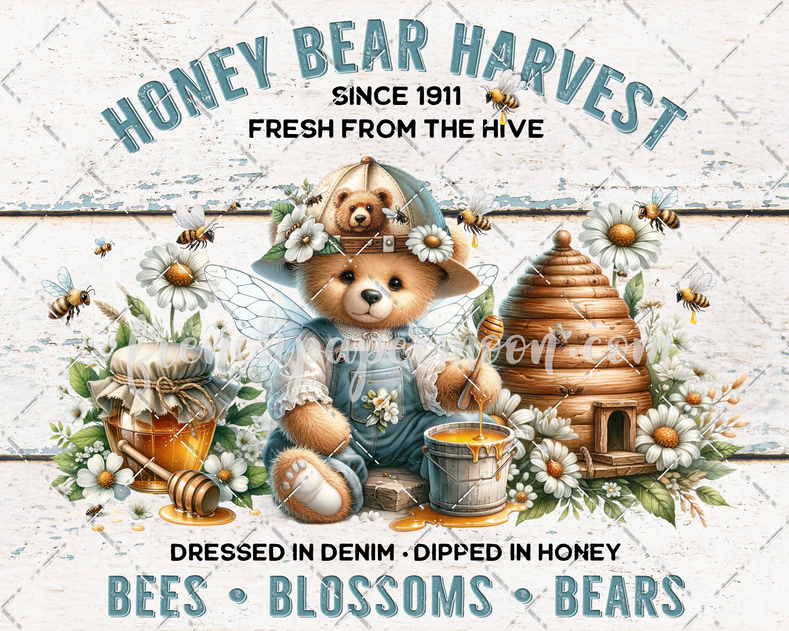 Honey Bear DIY Sign Sublimation Beehive Beekeeper Flowers Mason Jar ...