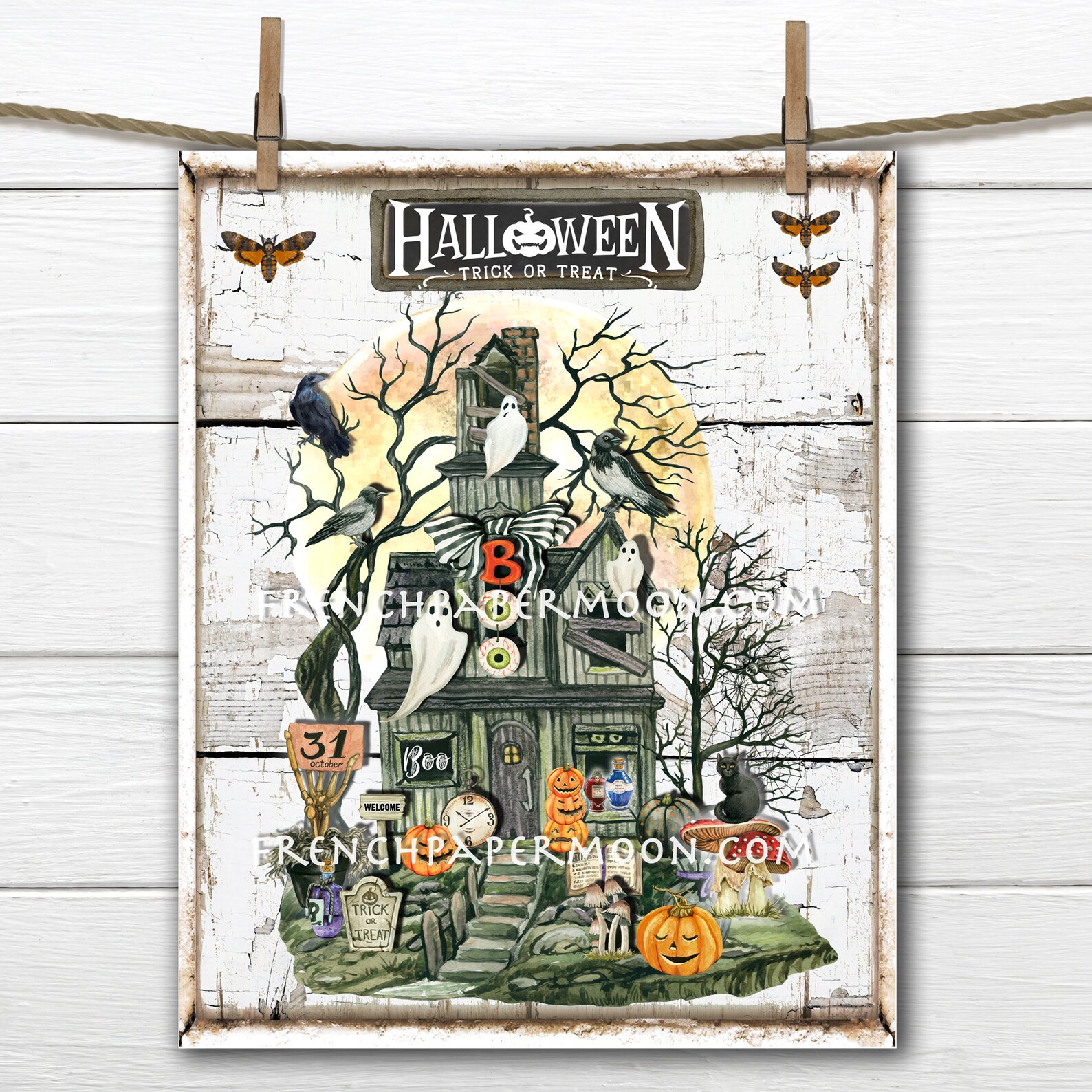 Halloween Spooky House Digital Trick or Treat Haunted - Etsy