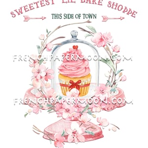 Pink Bakery Printable, Digital Sign, Pink Cupcake, Pink Sweets, Cloche ...